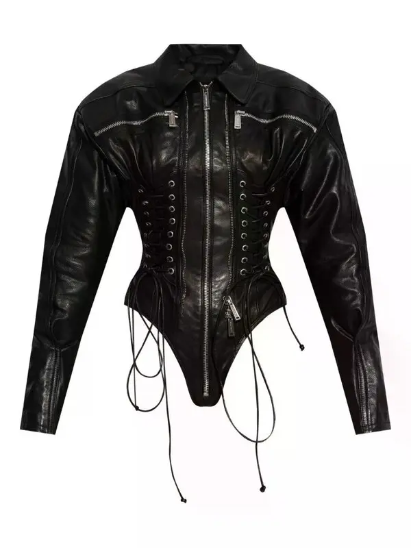 Dsquared2 Leather Lace-up Bodysuit Jacket