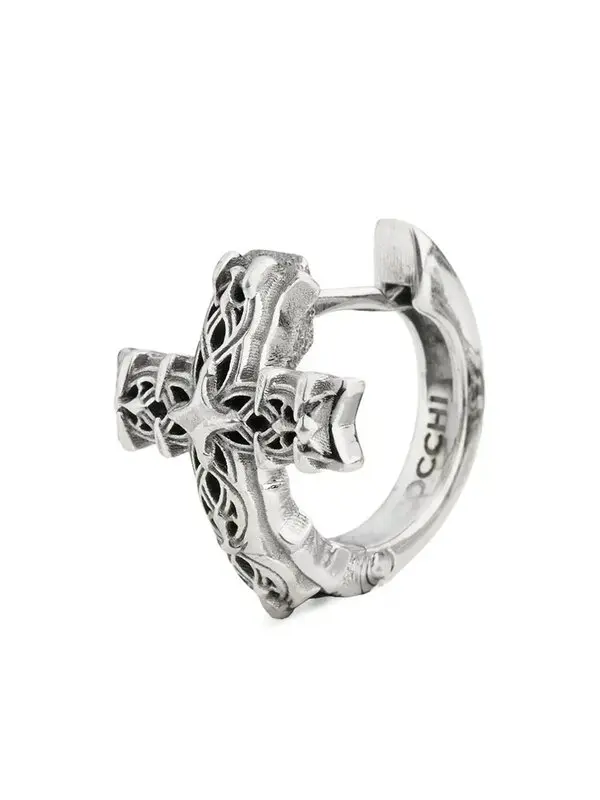 Emanuele Bicocchi Notre-dame Cross Hoop Earring - Silver