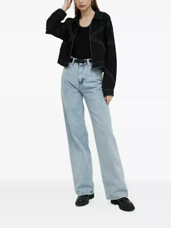 Dkny Contrast-stitch Cropped Jacket