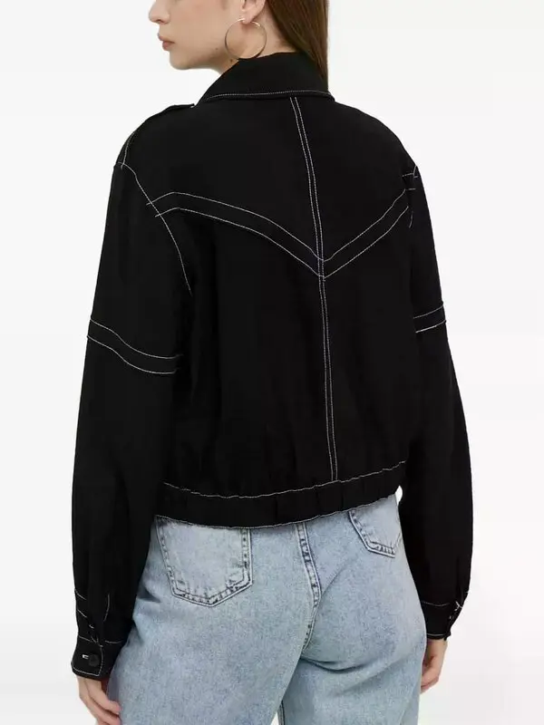 Dkny Contrast-stitch Cropped Jacket
