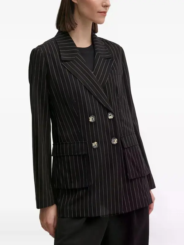 Dkny Pinstripe Double-breasted Jacket - Black