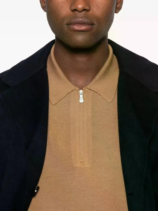 GRAN SASSO Half-zip Polo Sweater - Brown