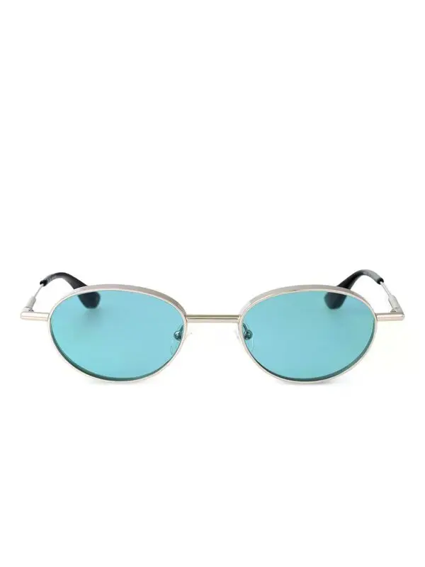 Alexander McQueen Am0523s Oval-frame Sunglasses - Silver