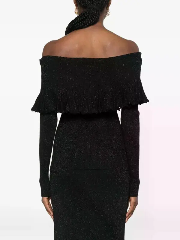 TWINSET Ruffled Off-shoulder Lurex Sweater