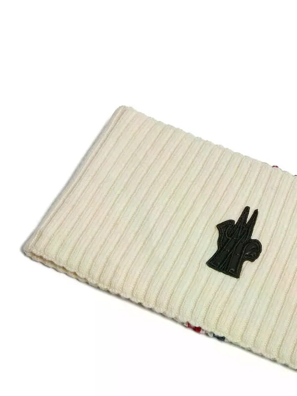 Moncler Logo-patch Ribbed Headband - Neutrals
