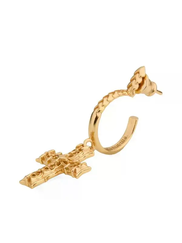 Emanuele Bicocchi Notre-dame Cross Hoop Earring - Gold
