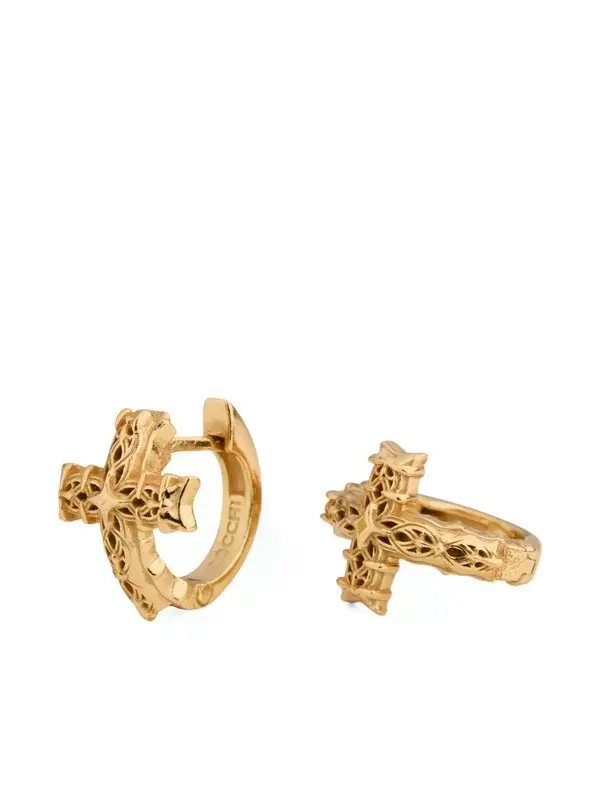 Emanuele Bicocchi Notre-dame Cross Hoop Earrings - Gold