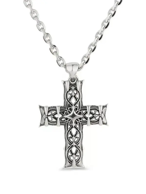 Emanuele Bicocchi Notre-dame Cross Pendant Necklace - Silver