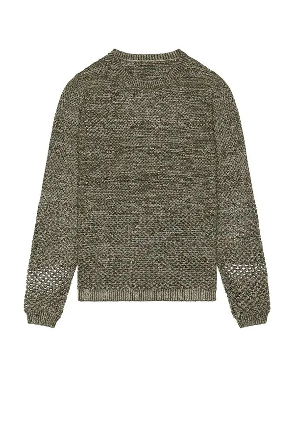 ISA BOULDER Solid Crochet Crewneck Sweater