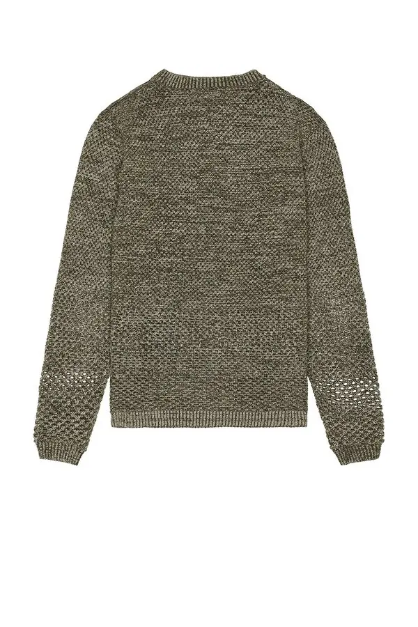ISA BOULDER Solid Crochet Crewneck Sweater