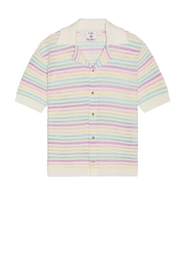 Casablanca Crochet Polo In White