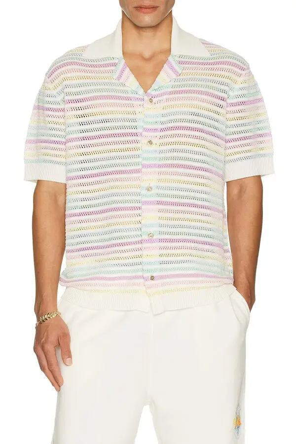 Casablanca Crochet Polo In White