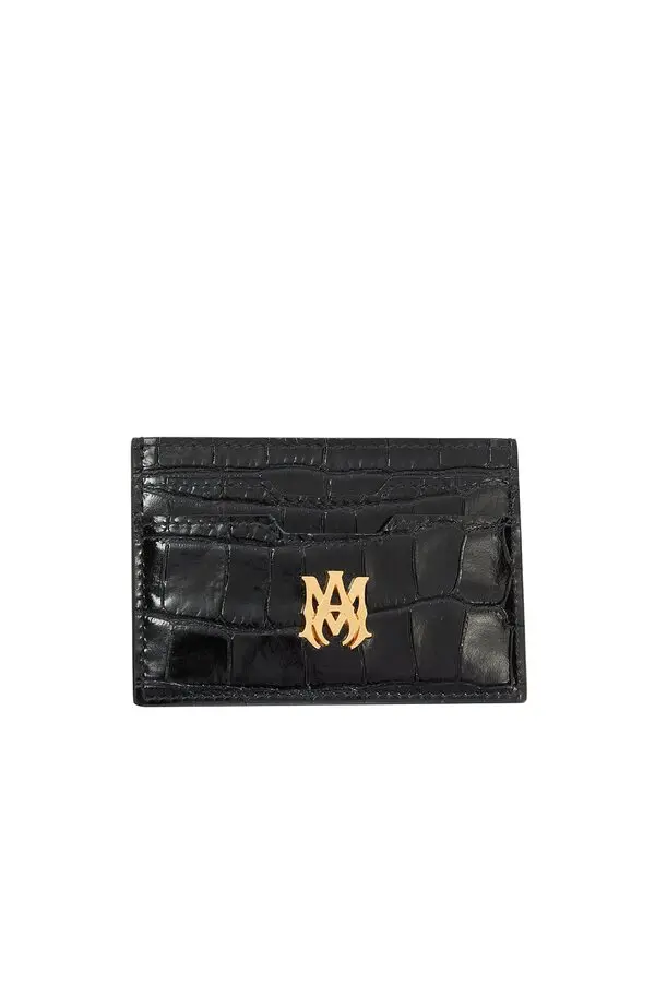 Amiri Croc Embossed Card Holder - Black