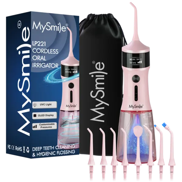 MYSMILE Lp221 Cordless Professional Water Flosser With Uvc Sterilizable - Pink