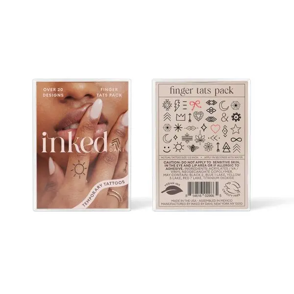 INKED BY DANI Finger Tats Temporary Tattoo Pack - One-color
