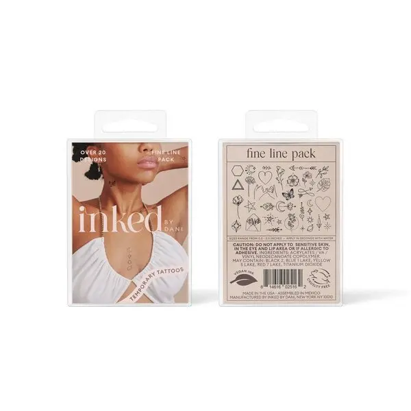INKED BY DANI Fine Line Temporary Tattoo Pack - One-color