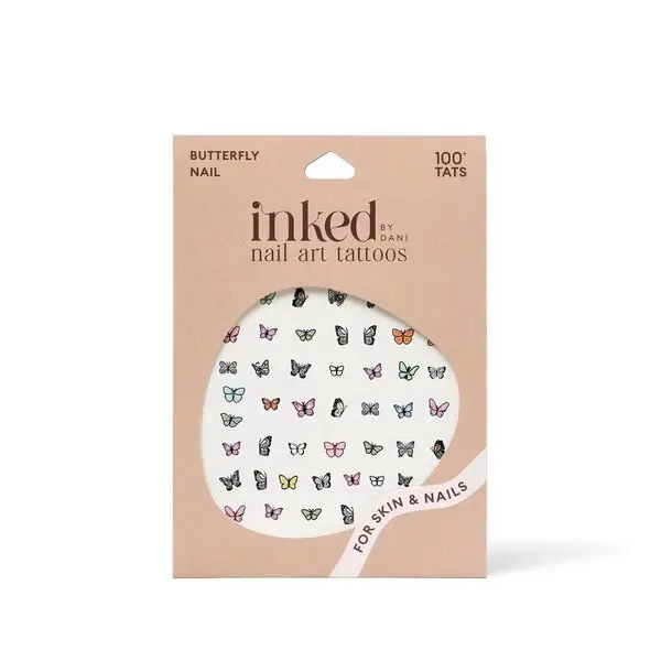 INKED BY DANI Butterfly Nail Art Temporary Tattoo Pack - One-color