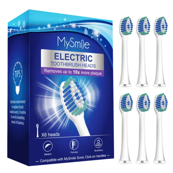 MYSMILE Elite Sonic Toothbrush Replacement Heads - White