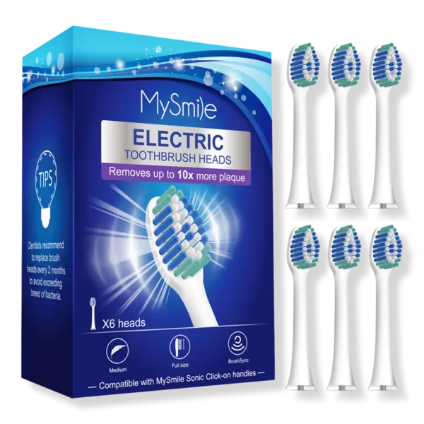 MYSMILE Elite Sonic Toothbrush Replacement Heads - White