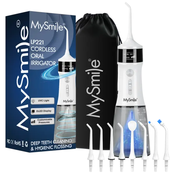 MYSMILE Lp221 Cordless Professional Water Flosser With Uvc Sterilizable - White