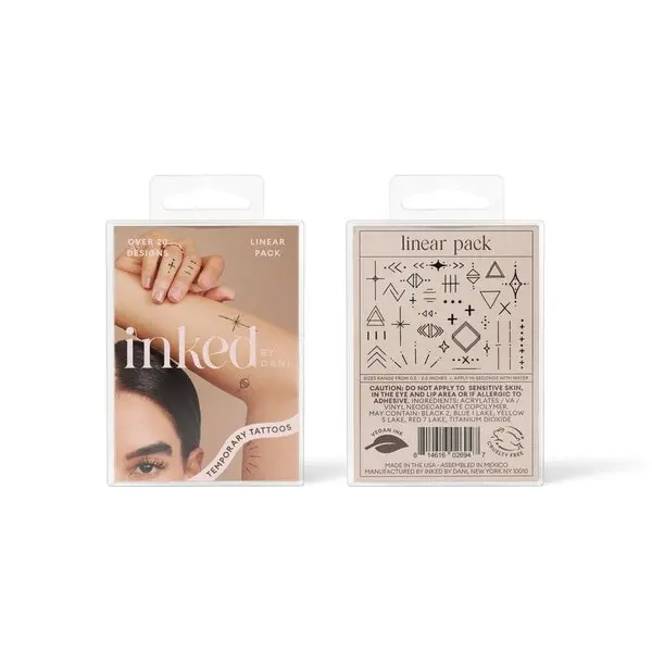 INKED BY DANI Linear Temporary Tattoo Pack - One-color