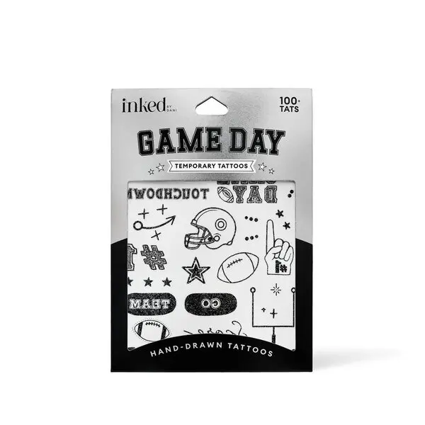INKED BY DANI Game Day Touchdown Temporary Tattoo Pack - One-color