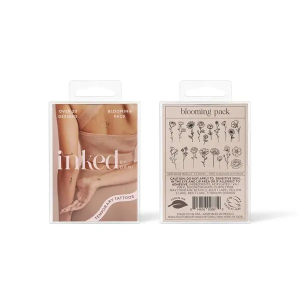 INKED BY DANI Blooming Temporary Tattoo Pack - One-color