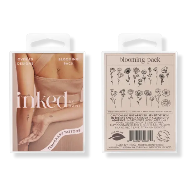 INKED BY DANI Blooming Temporary Tattoo Pack - One-color