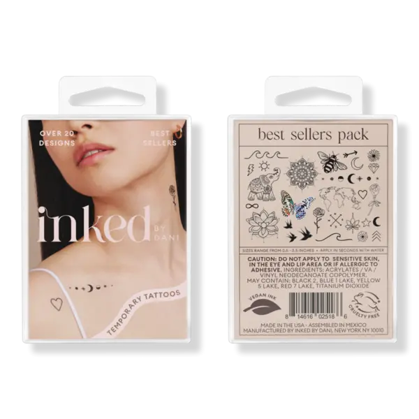 INKED BY DANI Best Sellers Temporary Tattoo Pack - One-color
