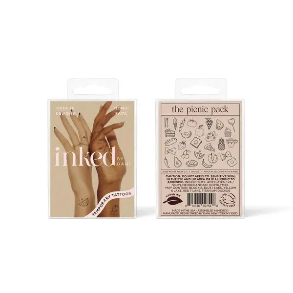 INKED BY DANI Picnic Temporary Tattoo Pack - One-color
