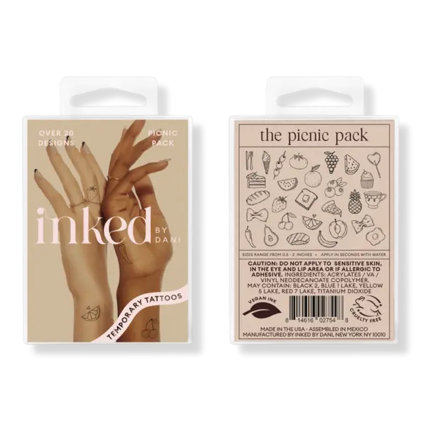 INKED BY DANI Picnic Temporary Tattoo Pack - One-color