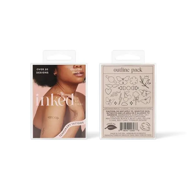 INKED BY DANI Outline Temporary Tattoo Pack - One-color