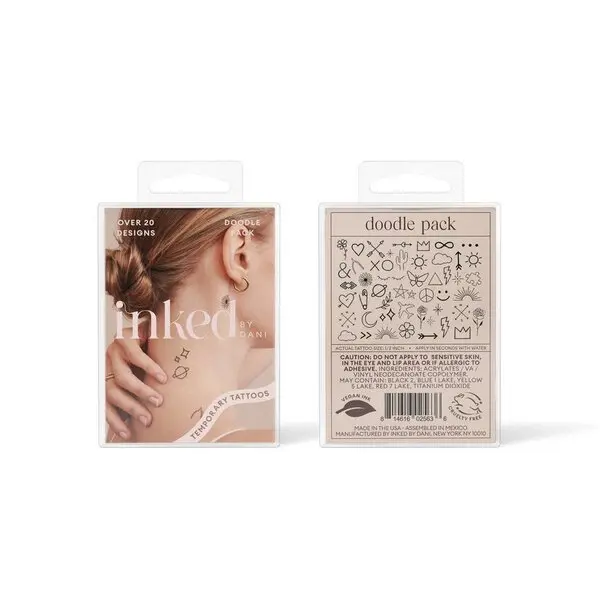 INKED BY DANI Doodle Temporary Tattoo Pack - One-color