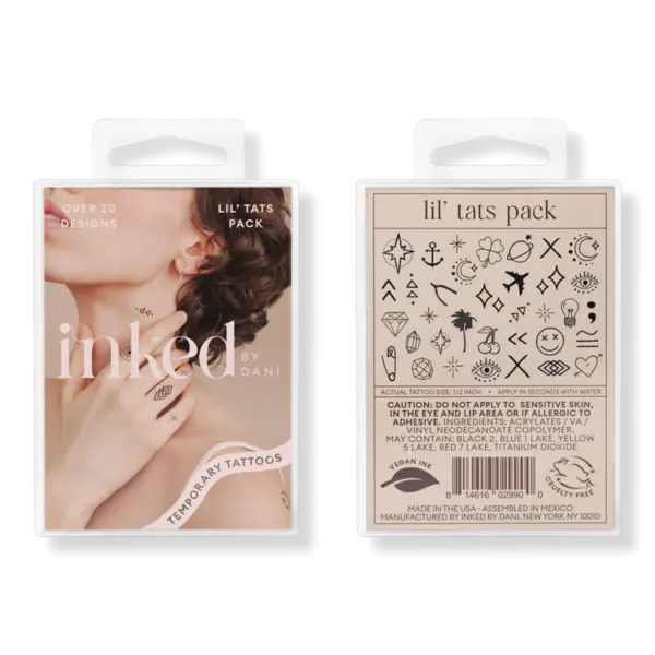 INKED BY DANI Lil' Tats Temporary Tattoo Pack - One-color