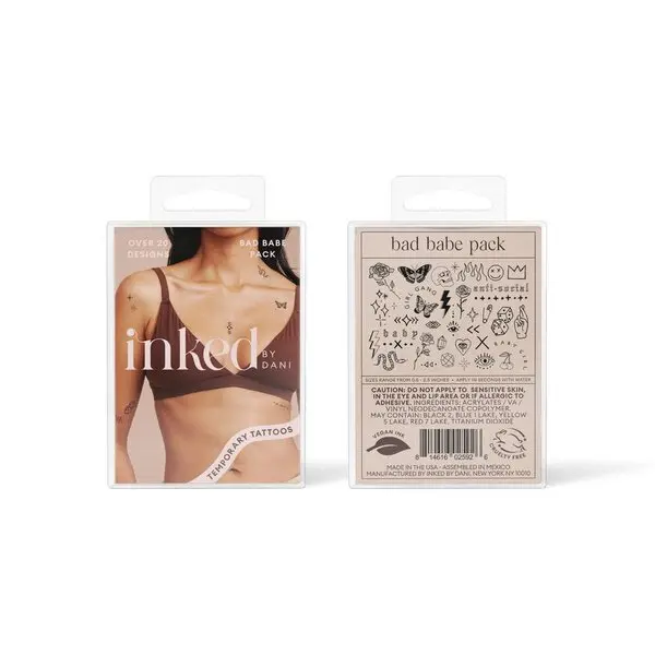 INKED BY DANI Bad Babe Temporary Tattoo Pack - One-color