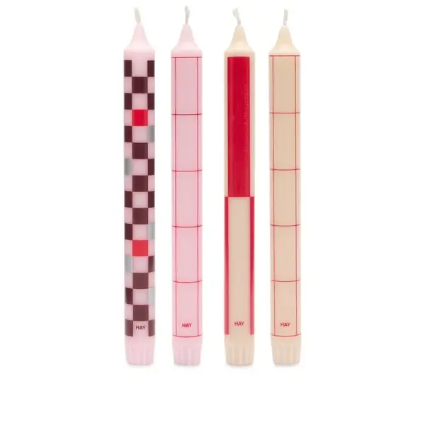 HAY Pattern Candle Set Of 4 - Reds/bordeaux