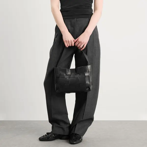 ST. AGNI Woven Mini Tote - Black