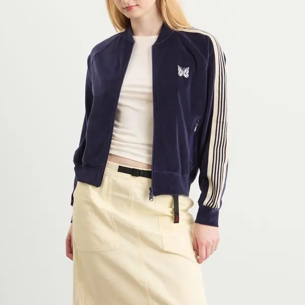 トップス NEEDLES RIB COLLAR TRACK JACKET Needles Rib Collar Track Jacket - Navy | Editorialist