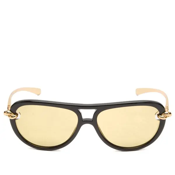 Bottega Veneta Bv1418s Knot Sunglasses - Black/gold/yellow