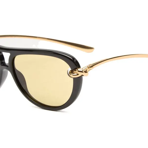 Bottega Veneta Bv1418s Knot Sunglasses - Black/gold/yellow