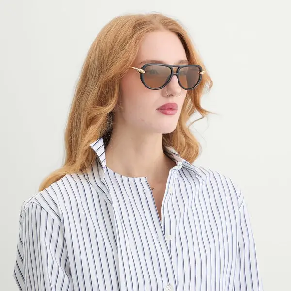 Bottega Veneta Bv1418s Knot Sunglasses - Black/gold/yellow