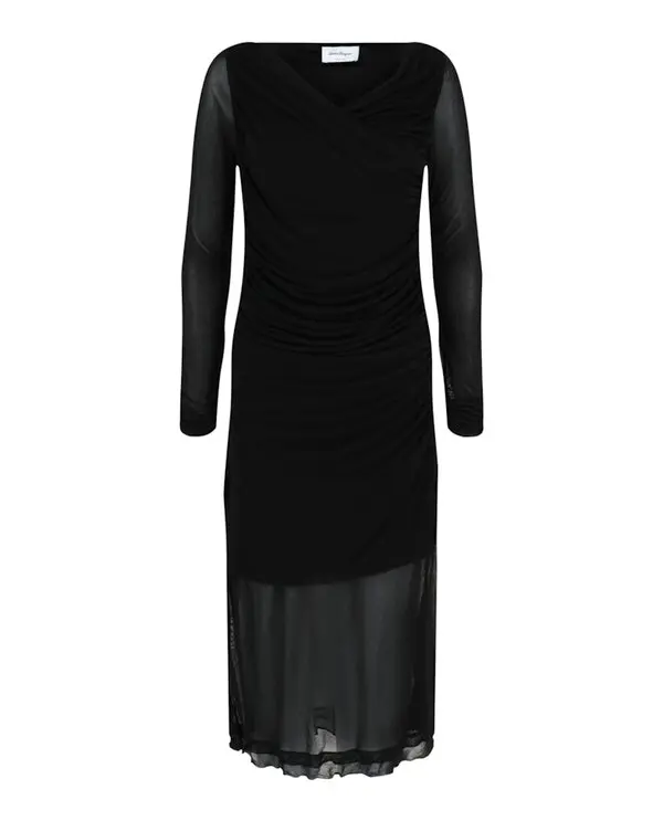 FERRAGAMO Ruched Long Sleeve Mini Dress
