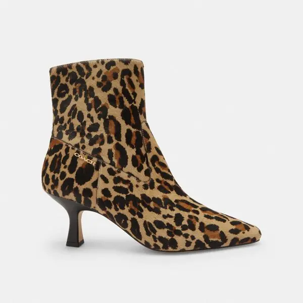 COACH® Leopard Print Kitten Heel Bootie
