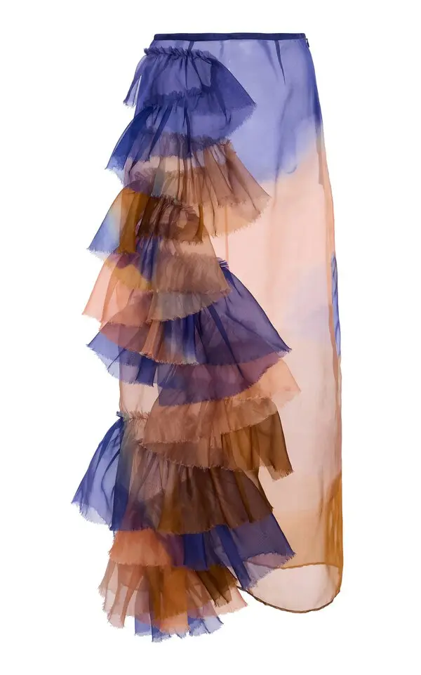 Ulla Johnson Yelena Printed Silk-organza Midi Skirt - Multi
