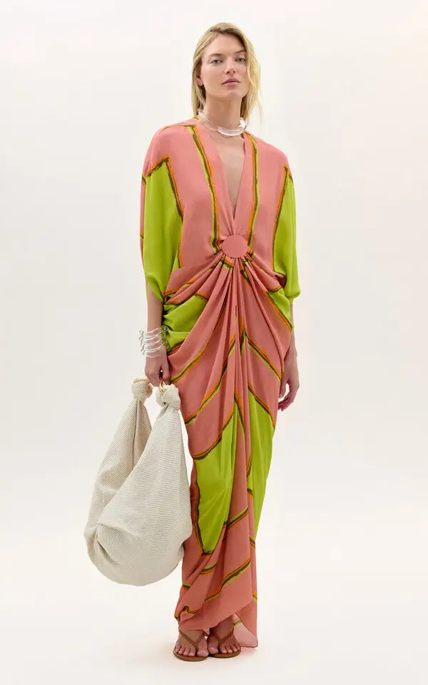Silvia Tcherassi Fiore Gathered Crepe Maxi Dress