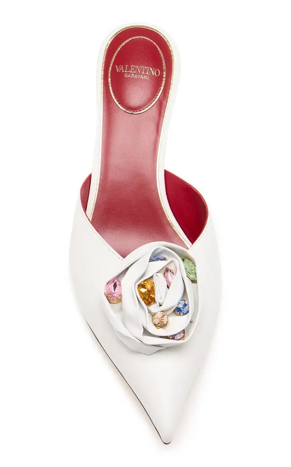 Valentino Garavani - Valentino Garavani Drip Rose Kitten Heel Mules