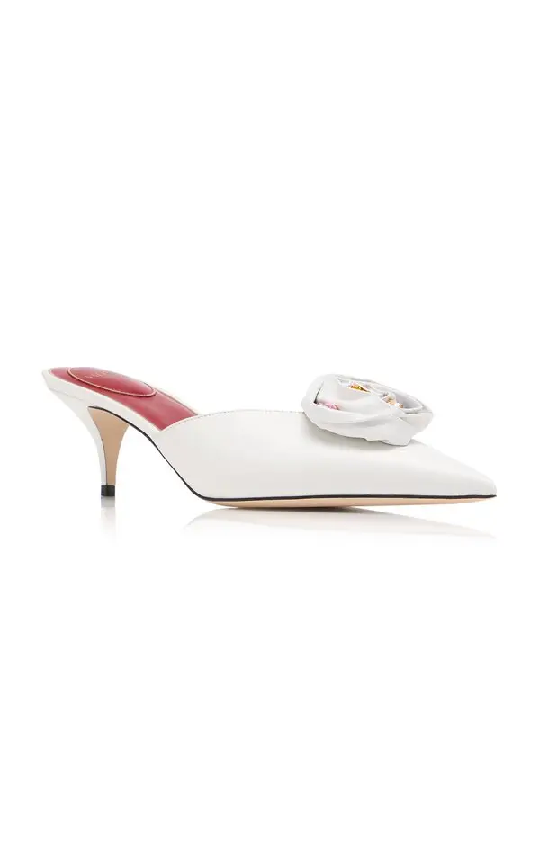 Valentino Garavani - Valentino Garavani Drip Rose Kitten Heel Mules