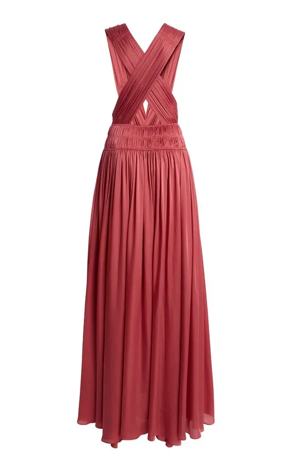 Ulla Johnson Boheme Pleated Silk Gown - Red