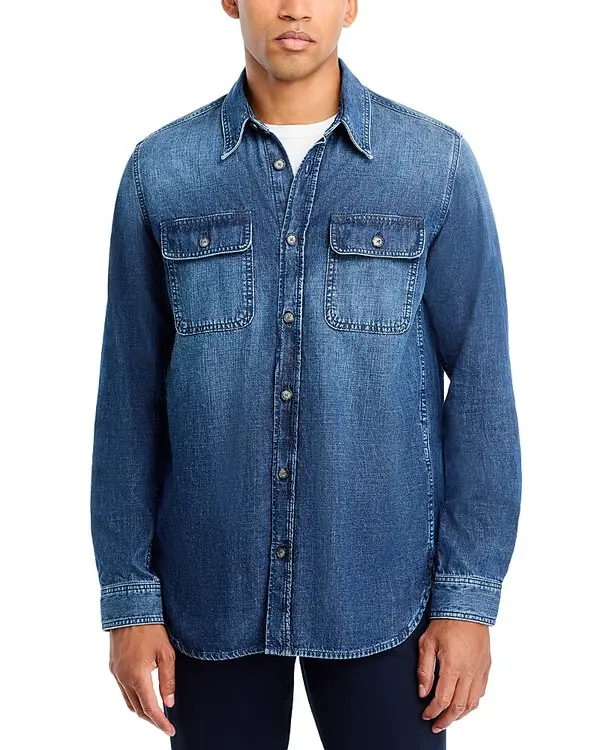 BOSS X Beckham Denim Regular Fit Button Down Shirt - Medium Blue