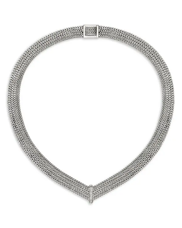 John Hardy Sterling And Diamond Link Necklace